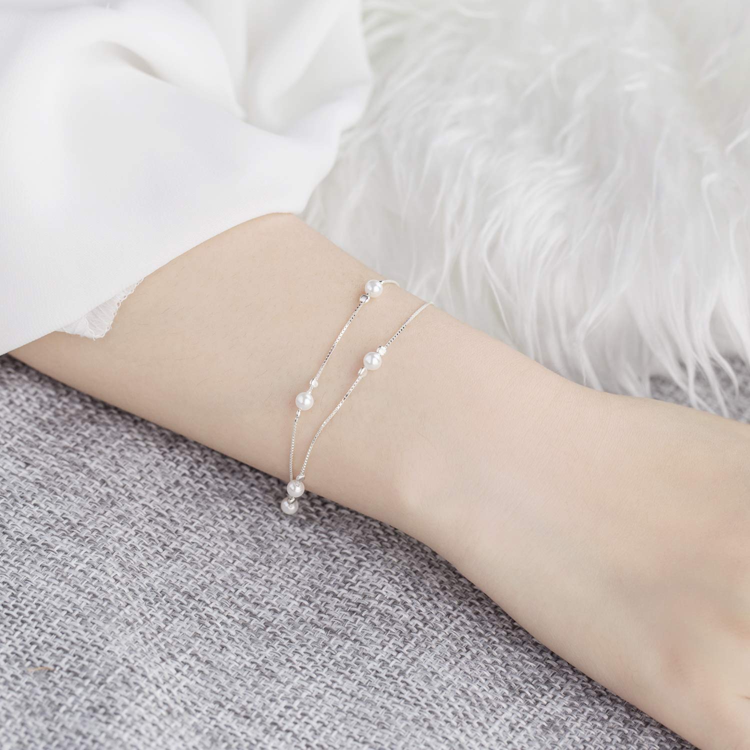 MISSLAN Pearl Bracelet for Women S925 Sterling Silver Pearl bracelet Jewelry for Women Pearl Bracelets