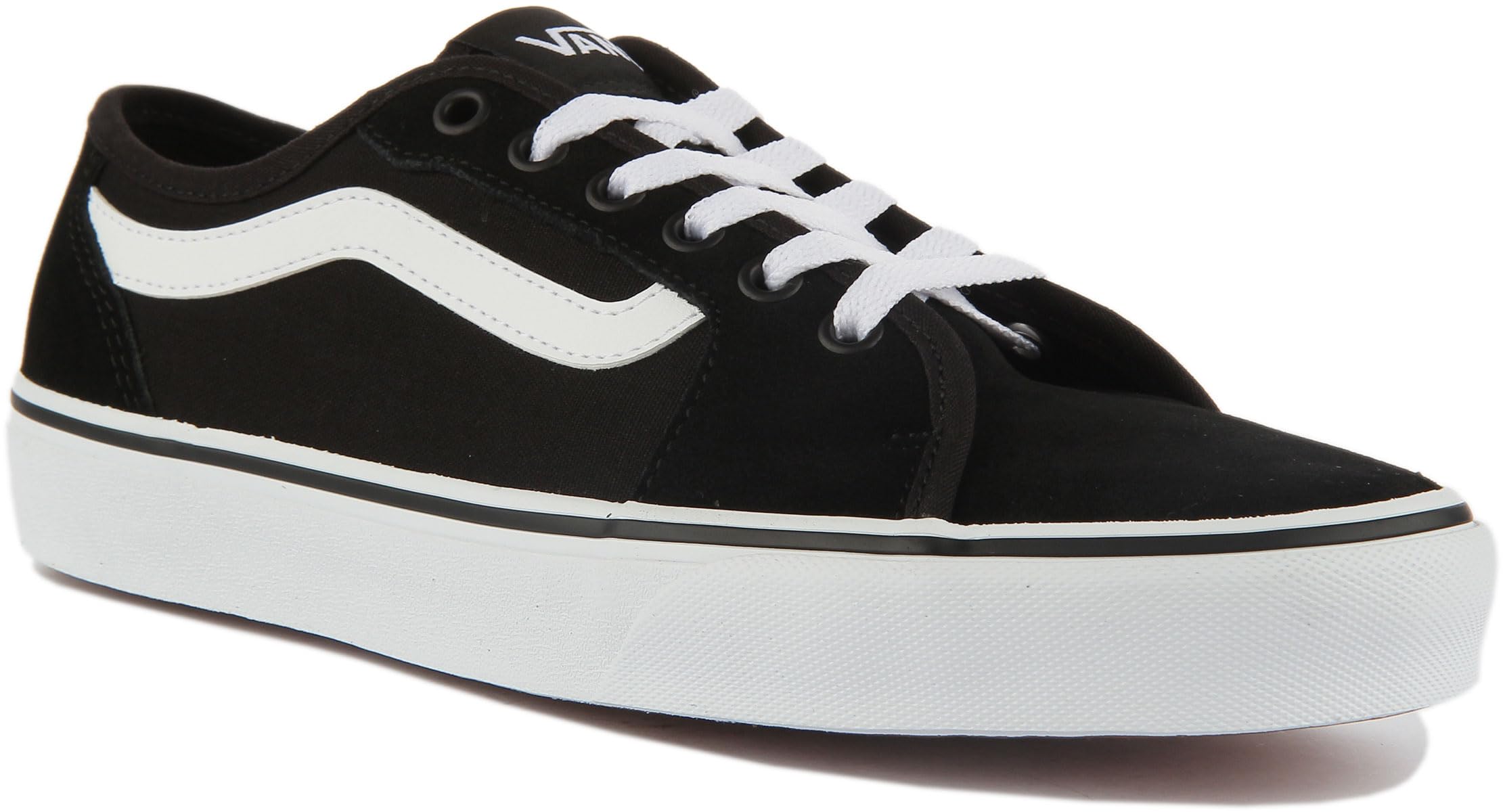 Vans Men's Filmore Decon Sneaker, Suede Canvas Blk White, 11