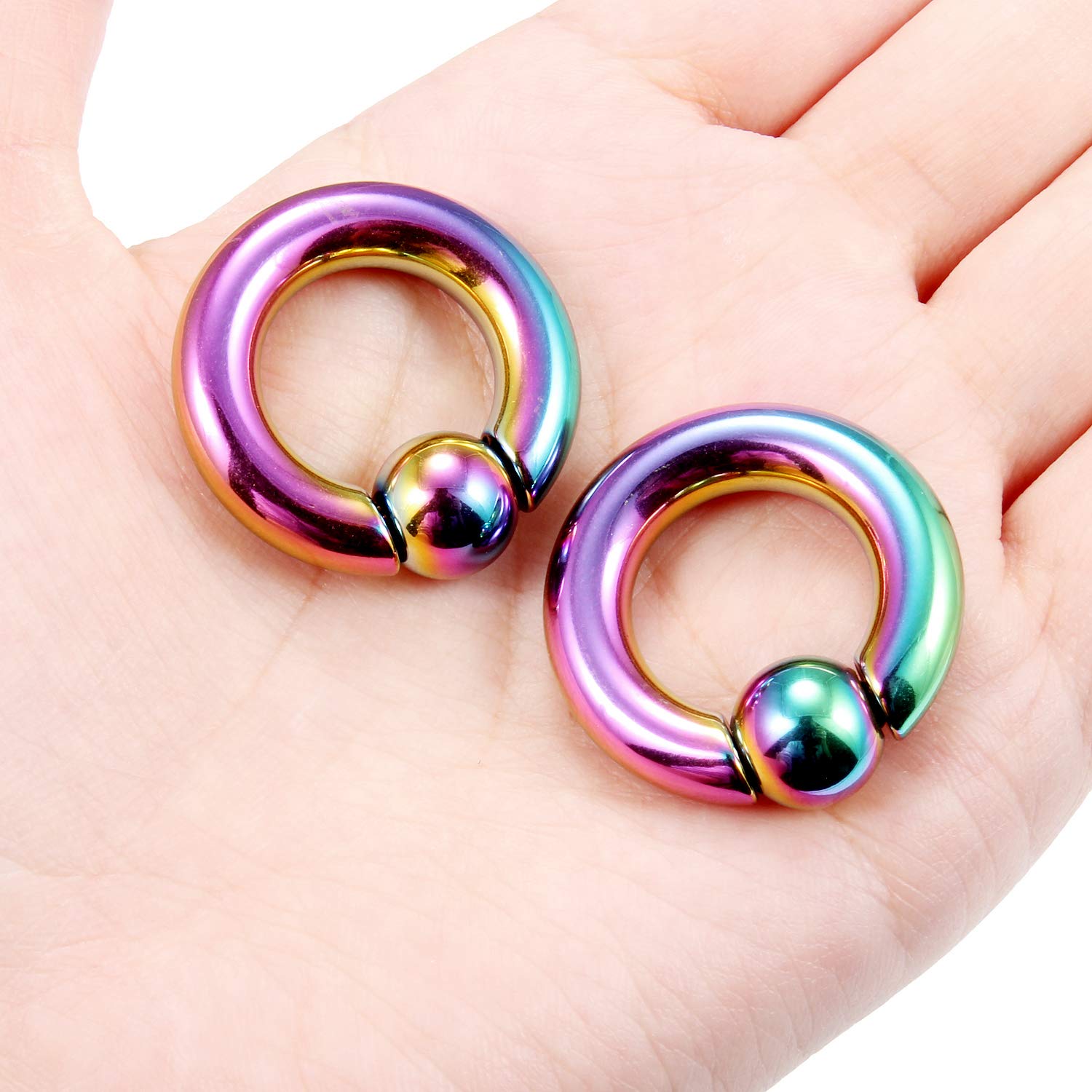 Ftovosyo PA Rings Captive Bead Rings Spring Action CBR Monster Screwball Rings Large Septum Ring Ear Gauges Earrings 2G 6mm 316L Surgical Steel Pierced Body Jewelry for Women Men 5/8"