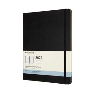 moleskine classic 12 month 2022 monthly planner, hard cover, xl (7.5" x 9.75"), black