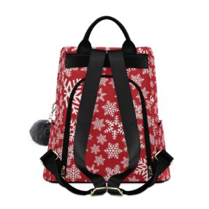 ALAZA Christmas Snowflakes Winter Backpack Purse for Women Anti Theft Fashion Back Pack Shoulder Bag