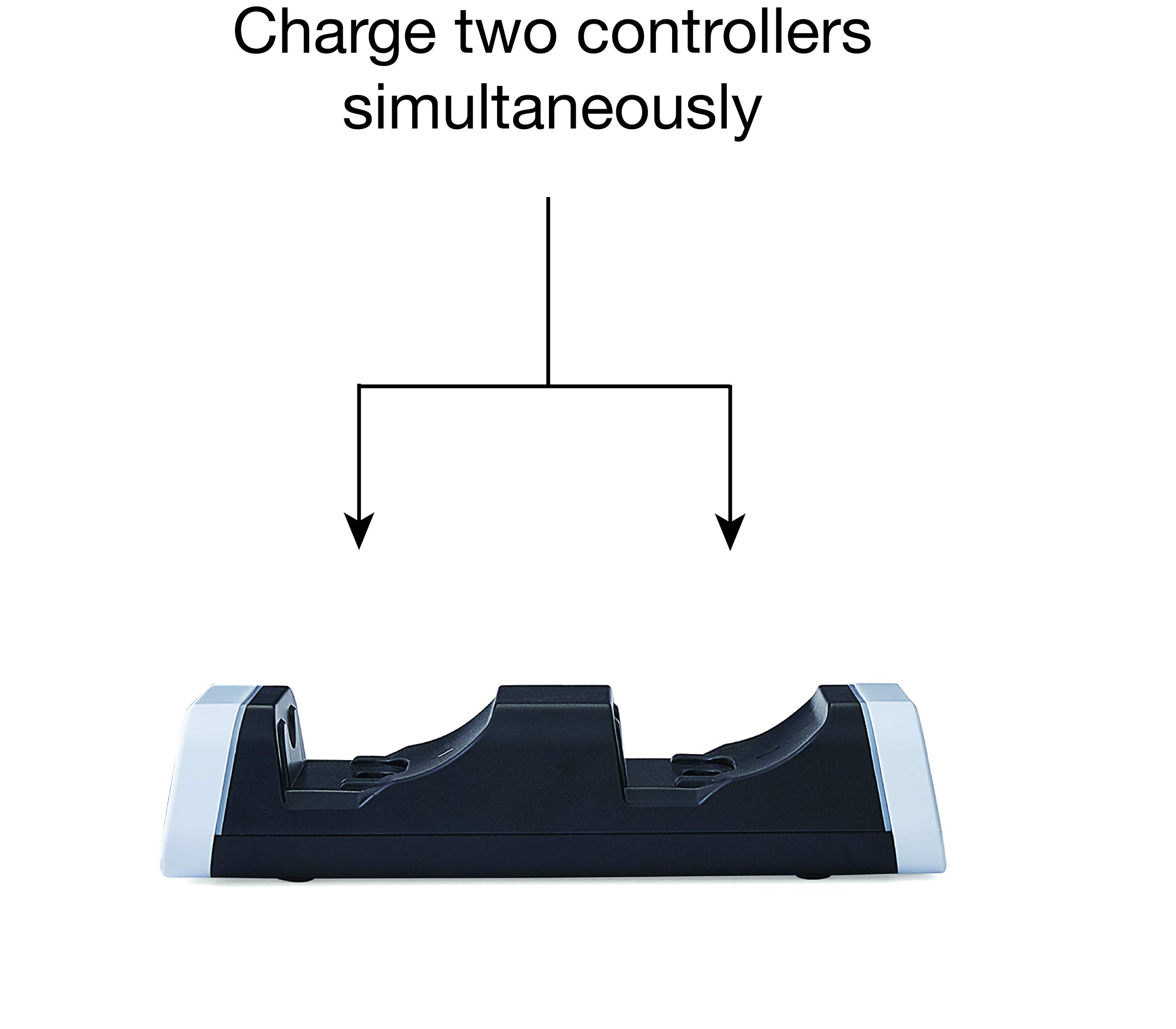 Verbatim PS5 Dual Controller Charging Station for use with Playstation 5 DualSense Wireless Controllers - Charging Dock LED Indicators Over-Charge Protection 6ft Charging Cable