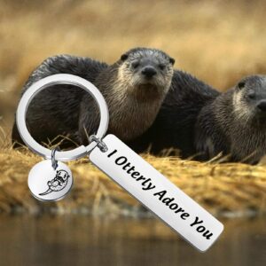 ENSIANTH Funny Otter Gift Otter Lover Gift I Otterly Adore You Gift foy Boyfriend Girlfriend (Otter Keychain)