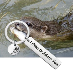 ENSIANTH Funny Otter Gift Otter Lover Gift I Otterly Adore You Gift foy Boyfriend Girlfriend (Otter Keychain)