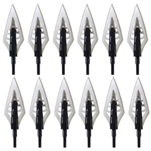 sososhoot 12pcs 150 grain hunting fishbone broadheads 1.1" cut arrowheads crossbow compound bow + 1 pcs black broadhead case plastic portable case for arrowheads