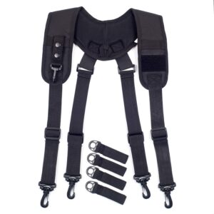 aisenin tactical suspenders duty belt suspenders law enforcement tool belt suspenders with key holder and velcro patch(black)