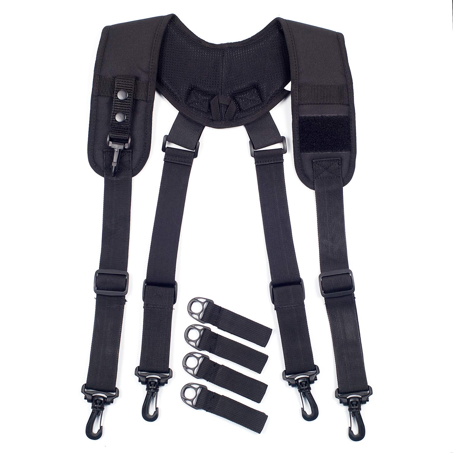 AISENIN Tactical Suspenders Duty Belt Suspenders Law Enforcement Tool Belt Suspenders with Key Holder and Velcro Patch(Black)