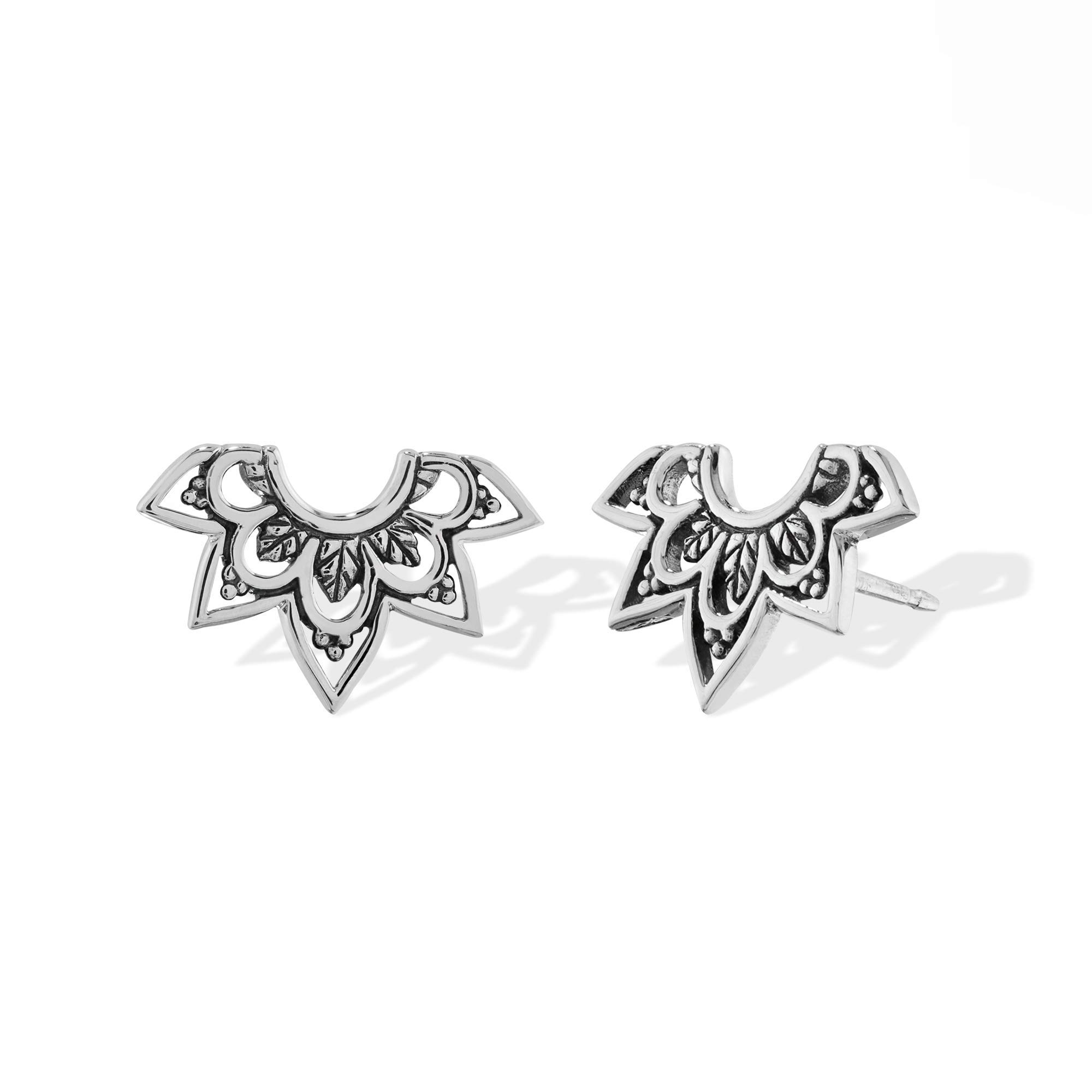 Boma Jewelry Sterling Silver Balinese Tribal Lotus Stud Earrings