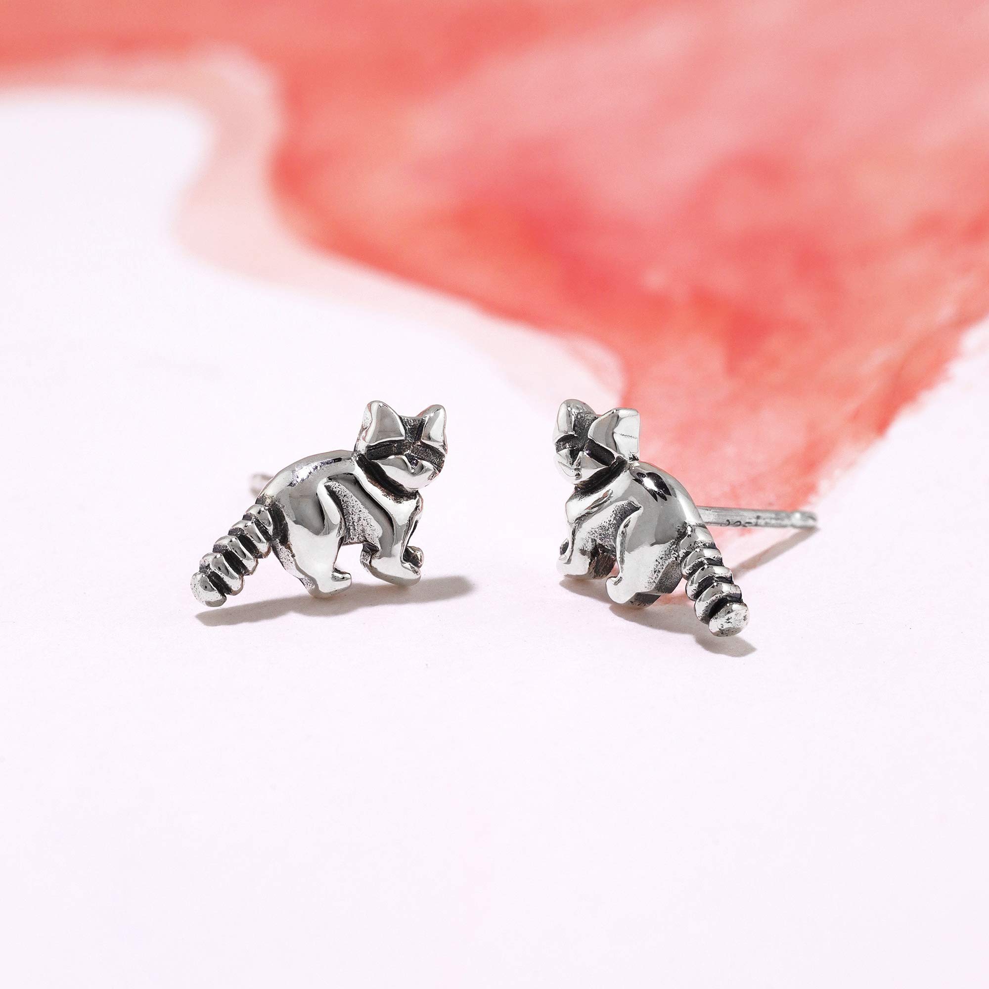 Boma Jewelry Sterling Silver Raccoon Stud Earrings