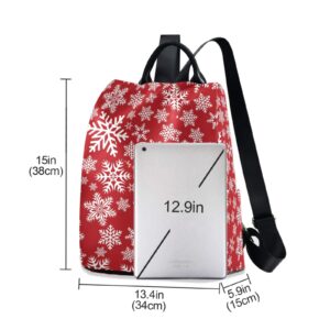 ALAZA Christmas Snowflakes Winter Backpack Purse for Women Anti Theft Fashion Back Pack Shoulder Bag