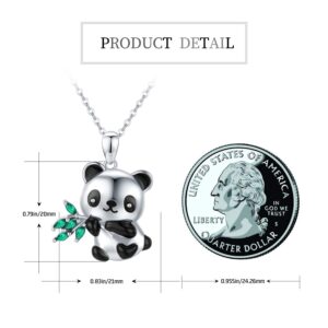 CHENGHONG Panda Necklace for Women 925 Sterling Silver Cute Panda Stuffed Animal Pendant Necklace Panda Bear Jewelry Gifts for Women Valentines Day Gifts