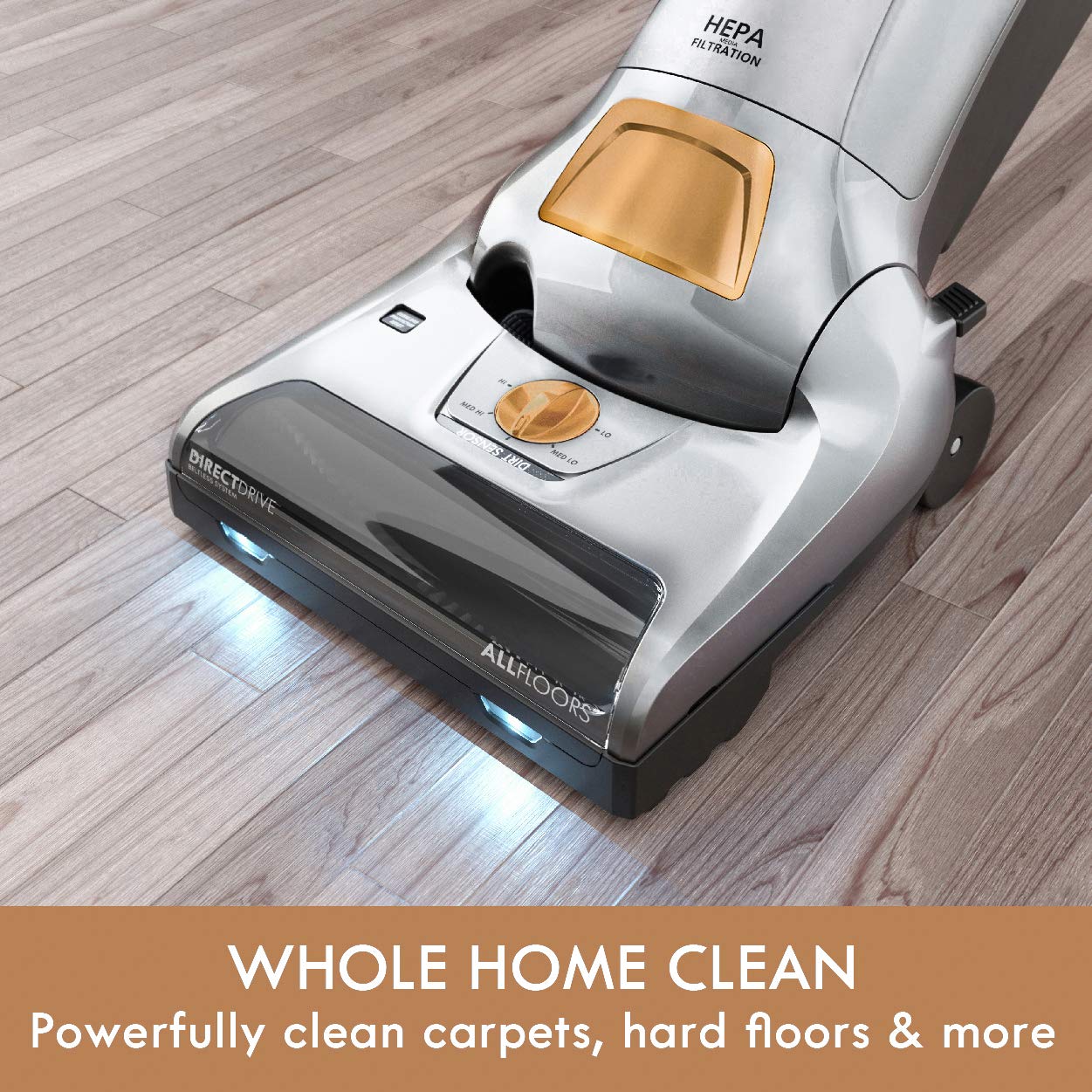 Kenmore BU1017 Bagged Upright Beltless Vacuum Cleaner 3-Motor Power Suction with Pet Handi-Mate, Triple HEPA, Telescoping Wand, 5-Position Height Adjustment, 3 Cleaning Tools, Gold