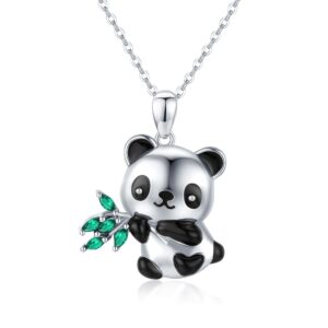 chenghong panda necklace for women 925 sterling silver cute panda stuffed animal pendant necklace panda bear jewelry gifts for women valentines day gifts