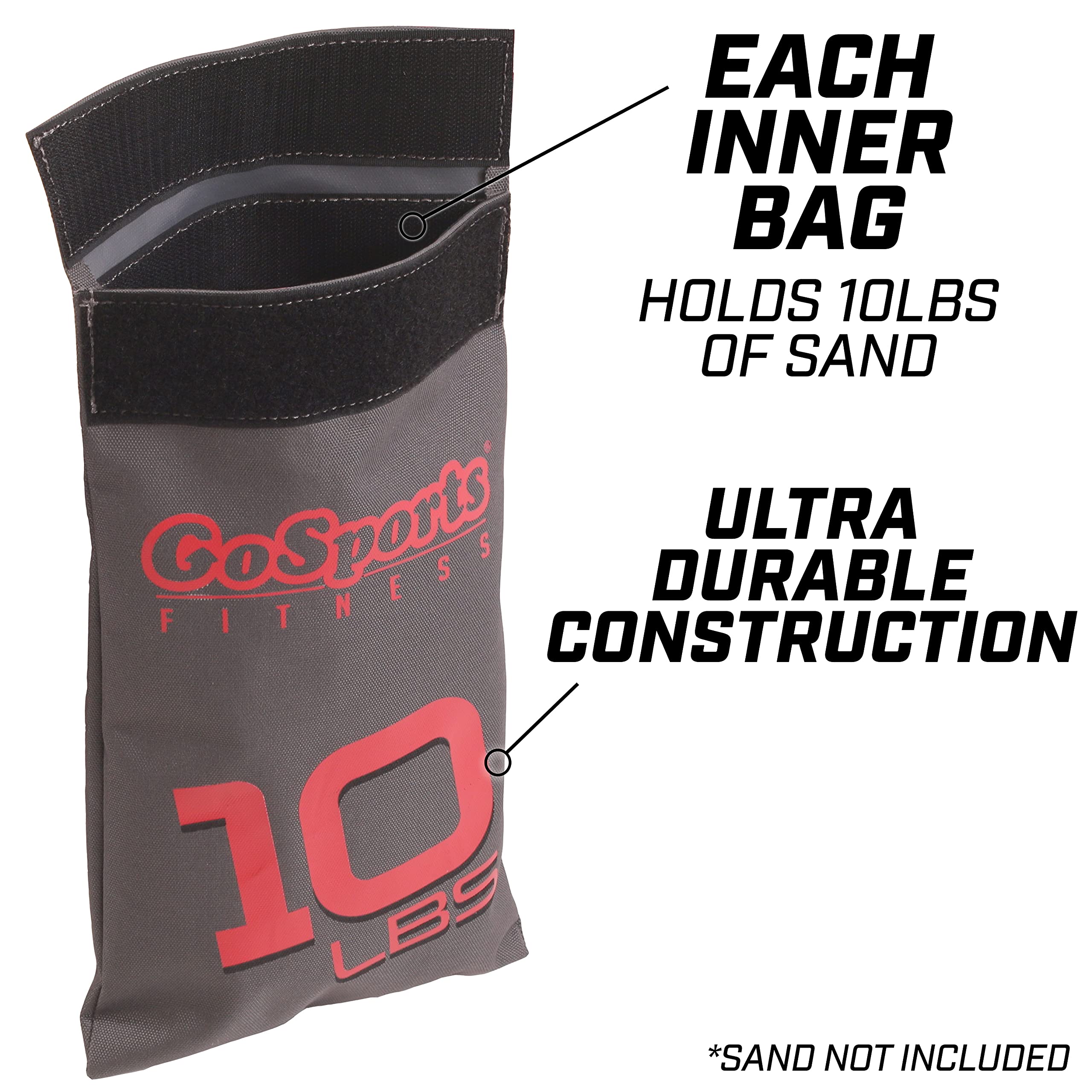 GoSports Fitness Weight Bag Workout Sandbag Training Aid - Maximum 40 lbs, Fitness Exercises for All Skill Levels - Simply Fill with Sand