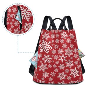 ALAZA Christmas Snowflakes Winter Backpack Purse for Women Anti Theft Fashion Back Pack Shoulder Bag