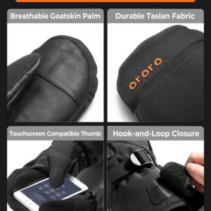 ORORO Heated Mittens for Women and Men, Rechargeable Heated Gloves for Skiing Hiking and Arthritic Hands (Black & Orange,S)