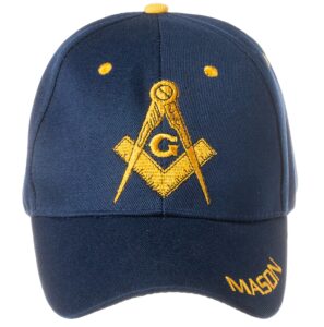 artisan owl masonic square and compass hat - 100% acrylic embroidered cap (navy blue)