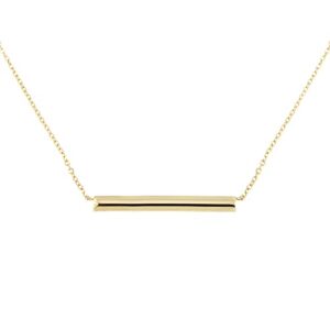 lucchetta - solid gold bar pendant necklace, 14 karat yellow gold goldbar with 16+2 inch chain, womens girls14k gold authentic italian necklaces jewelry from italy