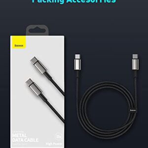 Baseus USB C Cable, 100W PD 5A QC 4.0 Fast Charging USB C to C Cable, Zinc Alloy Nylon Braided USB Type C Charger Cable for iPhone 15/Pro/Plus/Pro Max, MacBook, iPad Pro, Samsung S23/S22+ (6.6ft)