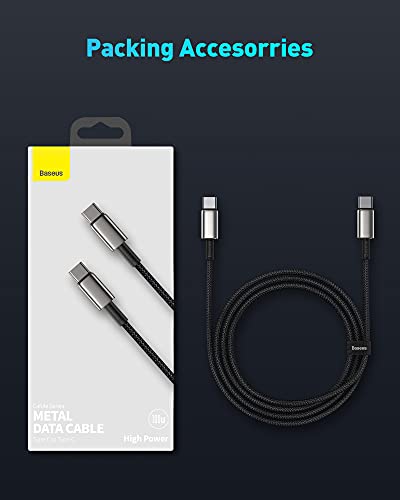 Baseus USB C Cable, 100W PD 5A QC 4.0 Fast Charging USB C to C Cable, Zinc Alloy Nylon Braided USB Type C Charger Cable for iPhone 15/Pro/Plus/Pro Max, MacBook, iPad Pro, Samsung S23/S22+ (6.6ft)