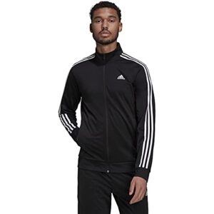 adidas Men's Essentials Warm-Up 3-Stripes Track Top, Black/White, Medium