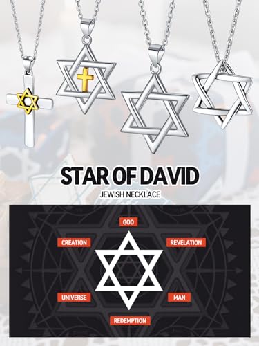 FaithHeart Sterling Silver Star of David Pendant Necklace Women Silver Religious Jewish Jewelry Charms Hexagram Pendant Necklace