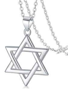 faithheart sterling silver star of david pendant necklace women silver religious jewish jewelry charms hexagram pendant necklace