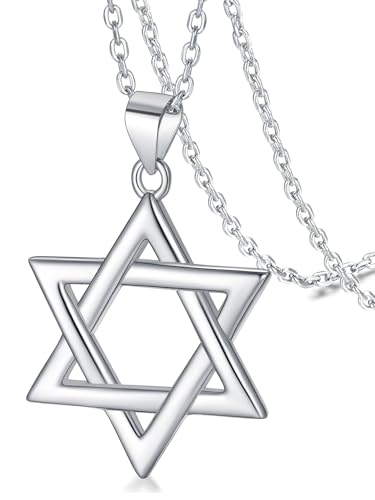 FaithHeart Sterling Silver Star of David Pendant Necklace Women Silver Religious Jewish Jewelry Charms Hexagram Pendant Necklace