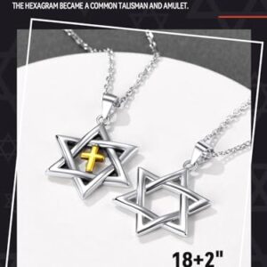 FaithHeart Sterling Silver Star of David Pendant Necklace Women Silver Religious Jewish Jewelry Charms Hexagram Pendant Necklace