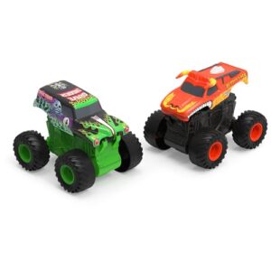 monster jam, 2-pack official grave digger and el toro loco clip & flip monster trucks, 1:43 scale kids toys for boys