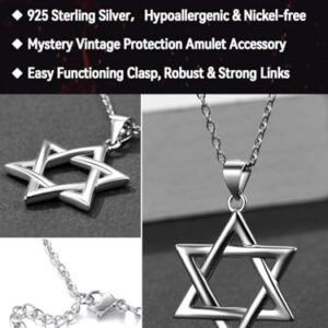 FaithHeart Sterling Silver Star of David Pendant Necklace Women Silver Religious Jewish Jewelry Charms Hexagram Pendant Necklace