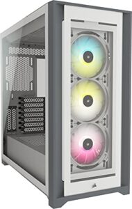 corsair icue 5000x rgb tempered glass mid-tower atx pc smart case - white