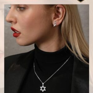 FaithHeart Sterling Silver Star of David Pendant Necklace Women Silver Religious Jewish Jewelry Charms Hexagram Pendant Necklace