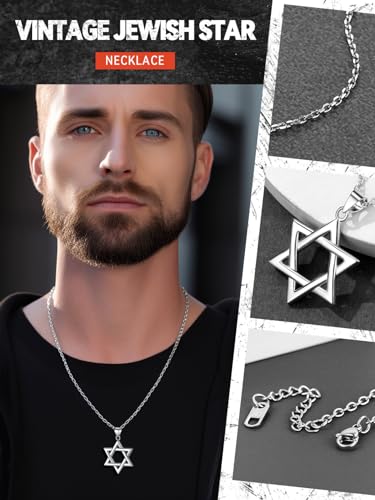 FaithHeart Sterling Silver Star of David Pendant Necklace Women Silver Religious Jewish Jewelry Charms Hexagram Pendant Necklace