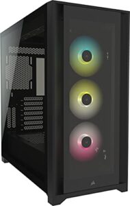 corsair icue 5000x rgb tempered glass mid-tower atx pc smart case - black