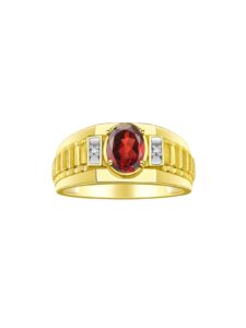 rylos classic designer oval garnet & diamond ring - january birthstone* size 9