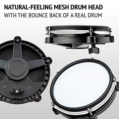 LyxJam 7-Piece Electronic Drum Kit, Drum Set with Real Mesh Fabric, 209 Preloaded Sounds, 50 Play-Along Songs, Cymbals & Kick Pedal, Drum Sticks With SPA8 Active Speaker & 15 FT Qtr to Qtr Cable