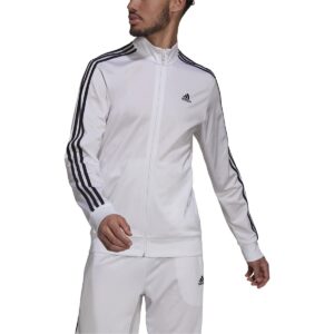 adidas men's essentials warm-up 3-stripes track top jacket, white/black, large us