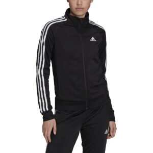 adidas women's essentials warm-up slim 3-stripes track top, black, large