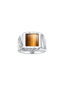 rylos designer ring with diamonds and tiger eye set in sterling silver silver size 9