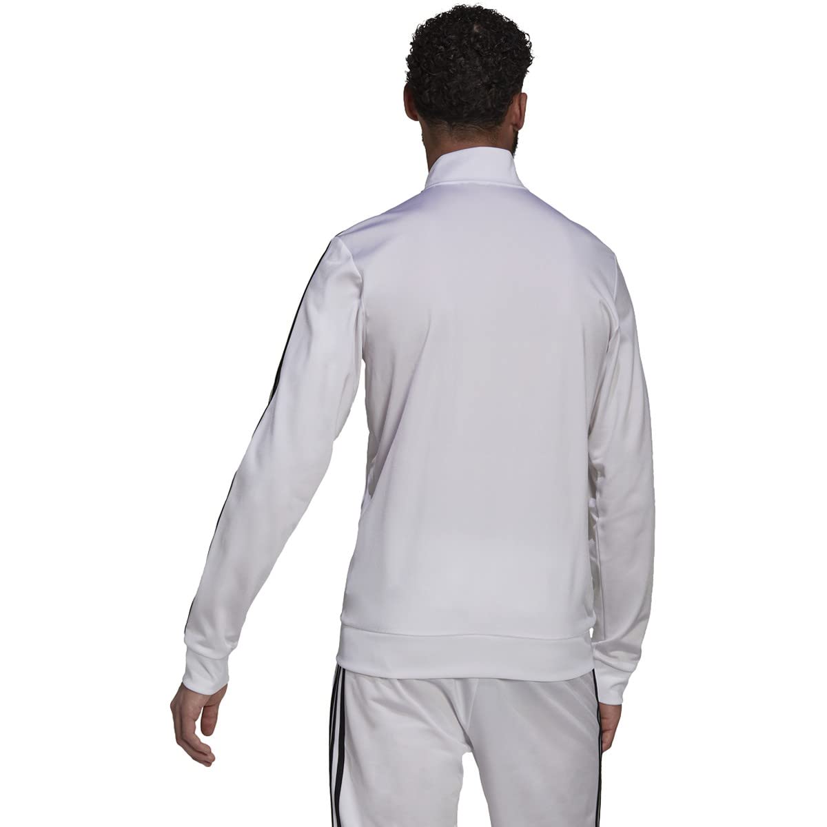 adidas Men's Essentials Warm-up 3-stripes Track Top Jacket, White/Black, Large US