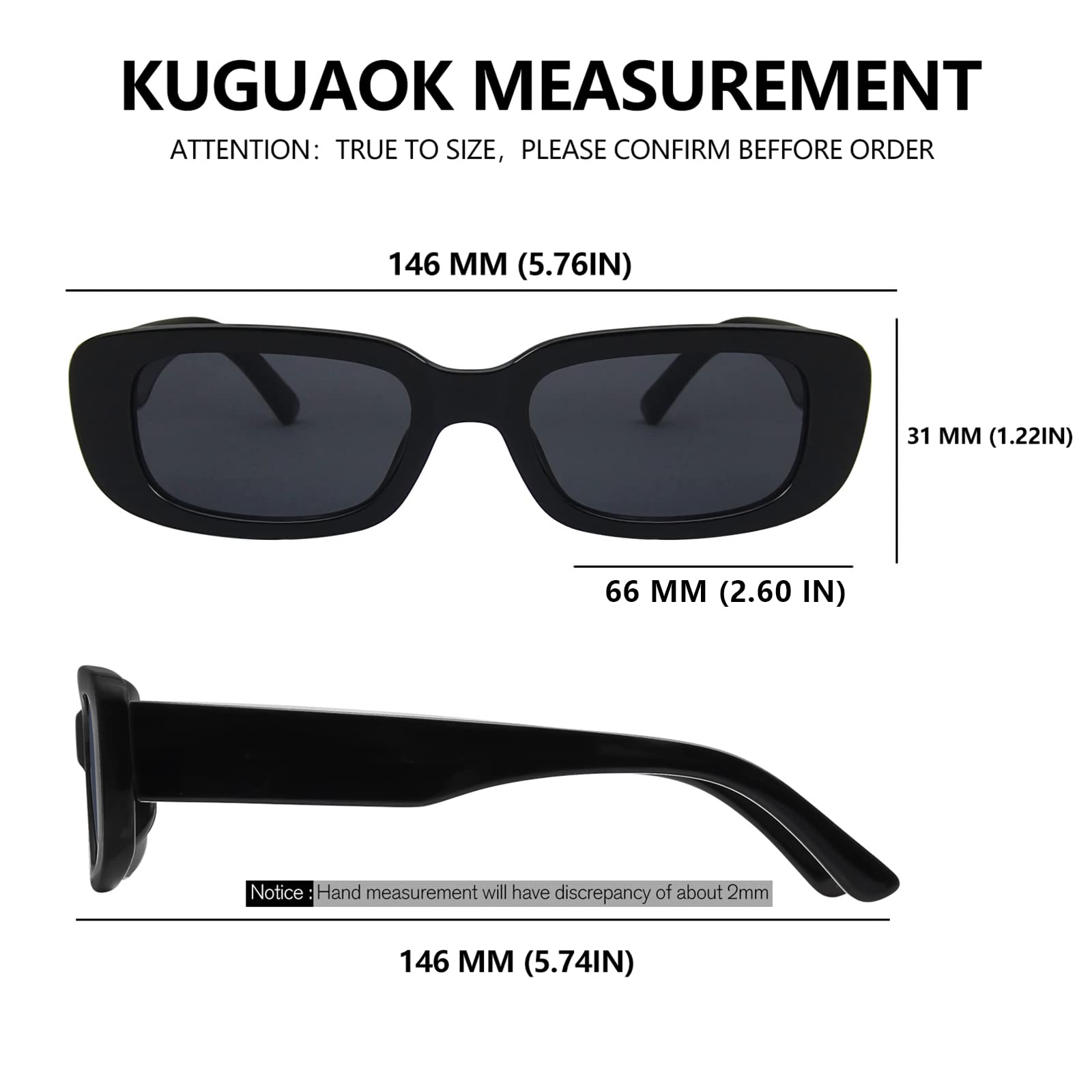 KUGUAOK Retro Rectangle Sunglasses Women and Men Vintage Small Square Sun Glasses UV Protection Glasse