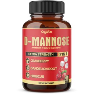 d-mannose capsules - 7 herbs with cranberry, dandelion, hibiscus and more - support flush impurities and urinary tract health - 90 vegan capsules 3-month supply