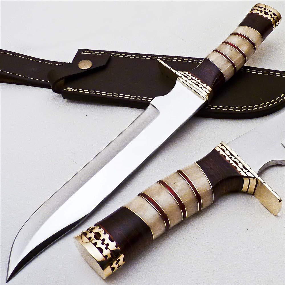 Rare Custom Premium Quality Handmade D2 Tool Steel Hunting Knife | Skinning Knife Outdoor Knife | Beautiful Handle with Free Genuine Leather Sheath(D-2)