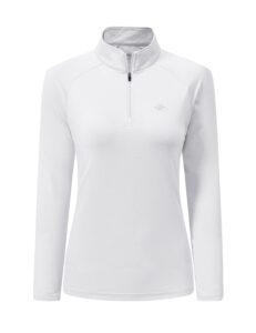 airike women's long sleeve shirts pullover quarter zip collared sun protection workout tops white l