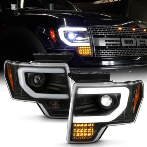 acanii - for [hid/xenon model] 2013-2014 ford f150 truck led signal built-in low/high led projector headlights headlamps