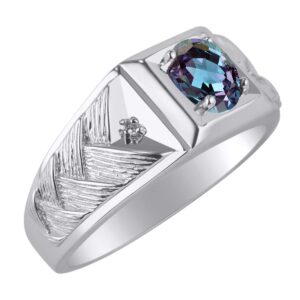 Rylos Simply Elegant Beautiful simulated Alexandrite/Mystic Topaz Ring - June Birthstone* Size 9