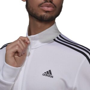 adidas Men's Essentials Warm-up 3-stripes Track Top Jacket, White/Black, Large US