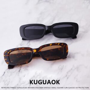 KUGUAOK Retro Rectangle Sunglasses Women and Men Vintage Small Square Sun Glasses UV Protection Glasse