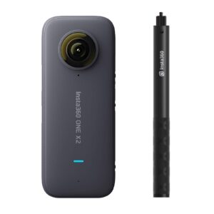 one x2 panoramic action camera 5.7k 30fps lcd touch screen 10m body waterproof hdr app editing 360° live streaming timeshift support bullet time with 1630mah battery with selfie stick